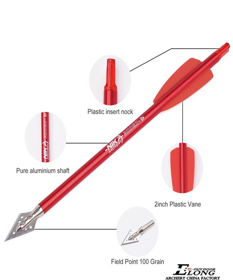 Aluminum Crossbow Bolt with Stainless steel Broadhead 217mm for Adder ...