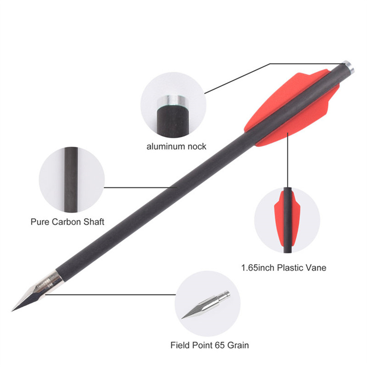 Carbon arrow bolts for pistol crossbow